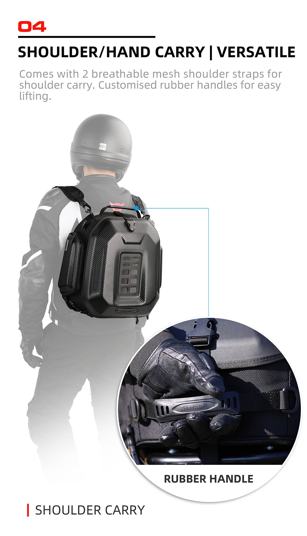Rhinowalk hard shell Motorcycle Tail Bag 23L-35L Multifunction ...