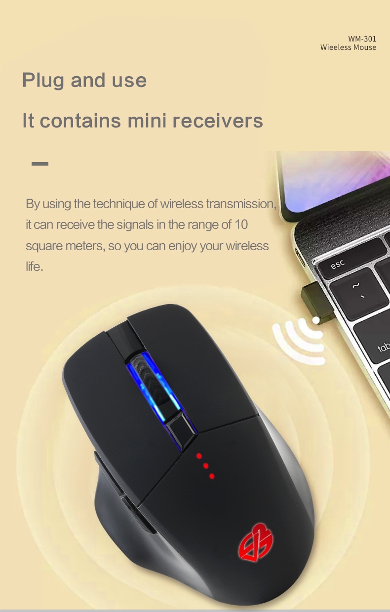 V2S WM-301 Rechargeable Wireless Mouse Silent Click For Laptop PC ...