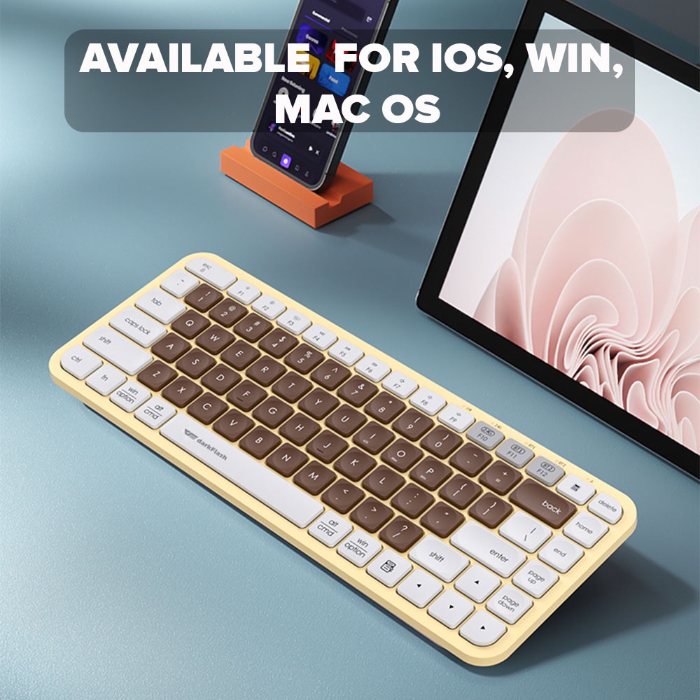 EasyPC | DarkFlash V200 Bluetooth Wireless Keyboard Mocha and Brown ...