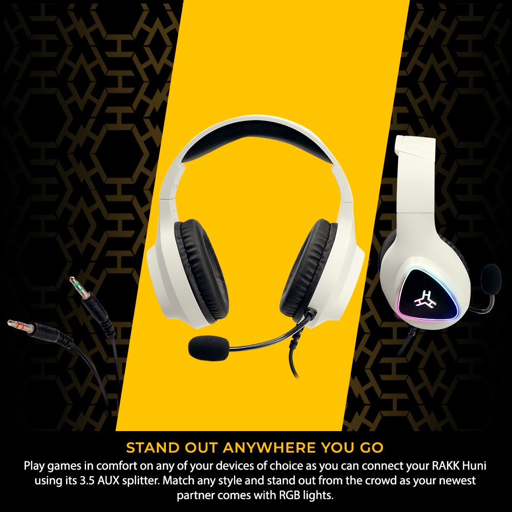 RAKK HUNI Wired 3.5 AUX STEREO SOUND 16.4M RGB COLORS Gaming Headset ...