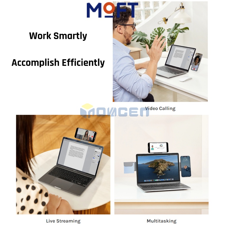 INOVAGEN Moft Flip Laptop Phone Mount Holder Foldaway Top Side Portable ...