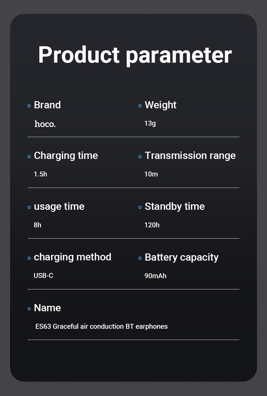 HOCO Original ES63 Air Conduction Fone Bluetooth 5.3 Earphones Wireless ...