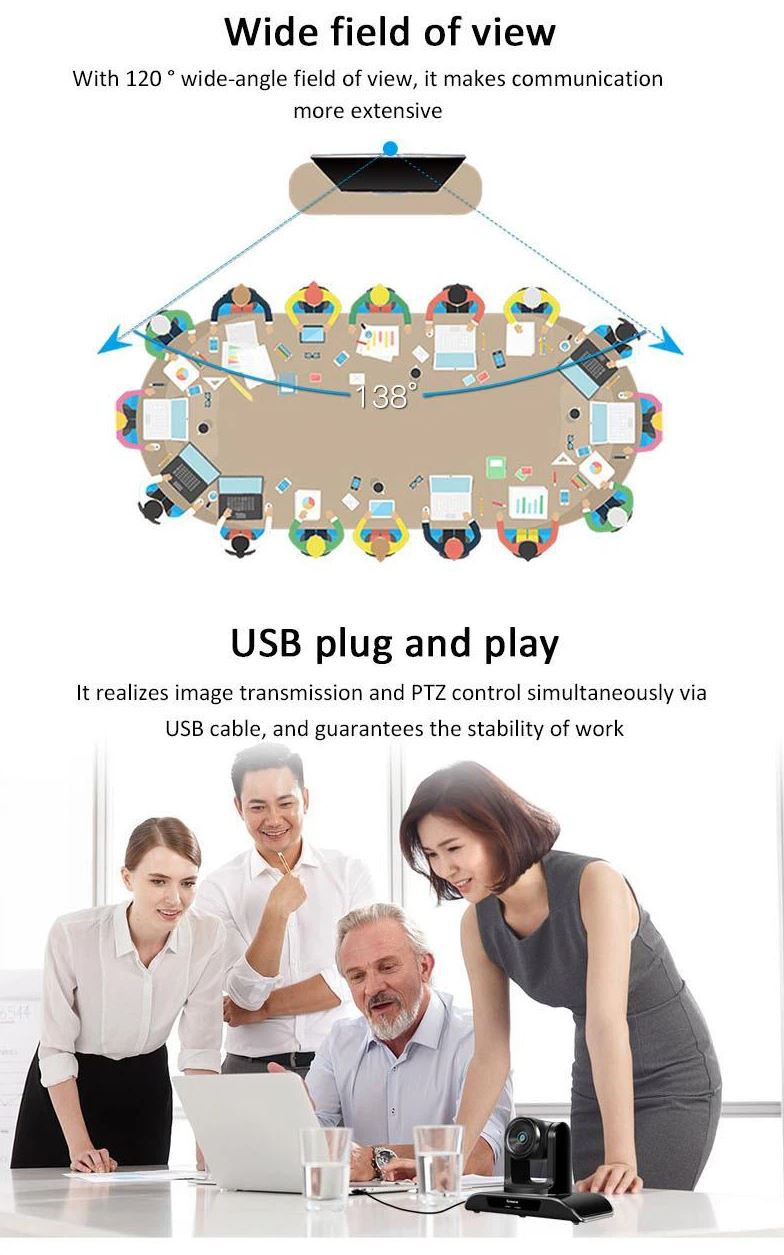 Tenveo 4K UHD / VHD PTZ Video Conference Camera with 5X Digital Zoom ...