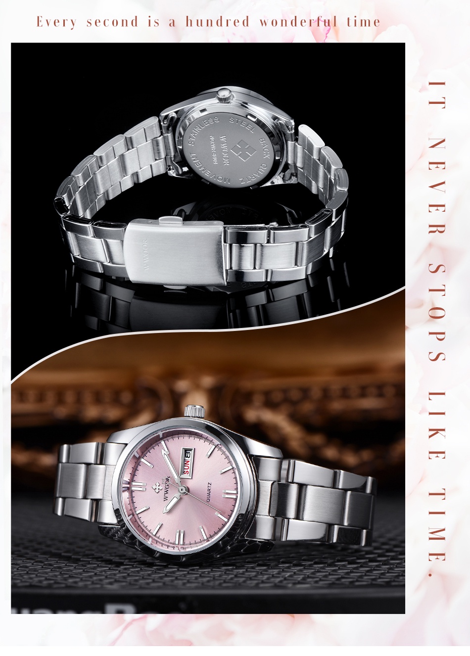 Wwoor Women Watches Analog Quartz Clock Stainless Steel Strap Wristwatch Waterproof Ladies Watch ...