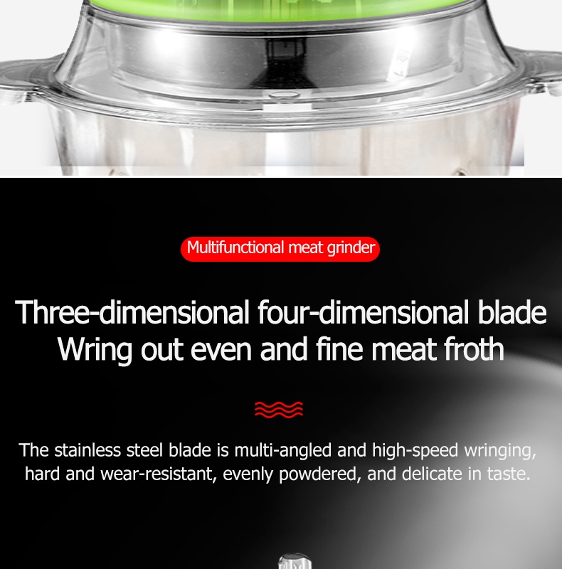 3L Meat Grinder Multi Function blender Electric Food Chopper Stainless ...
