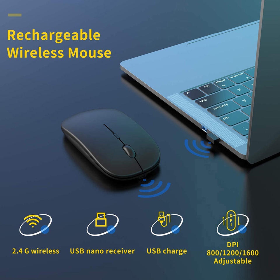 Tamee Wireless Bluetooth Mouse Rechargeable 2.4G Ultra Thin Silent Mice ...