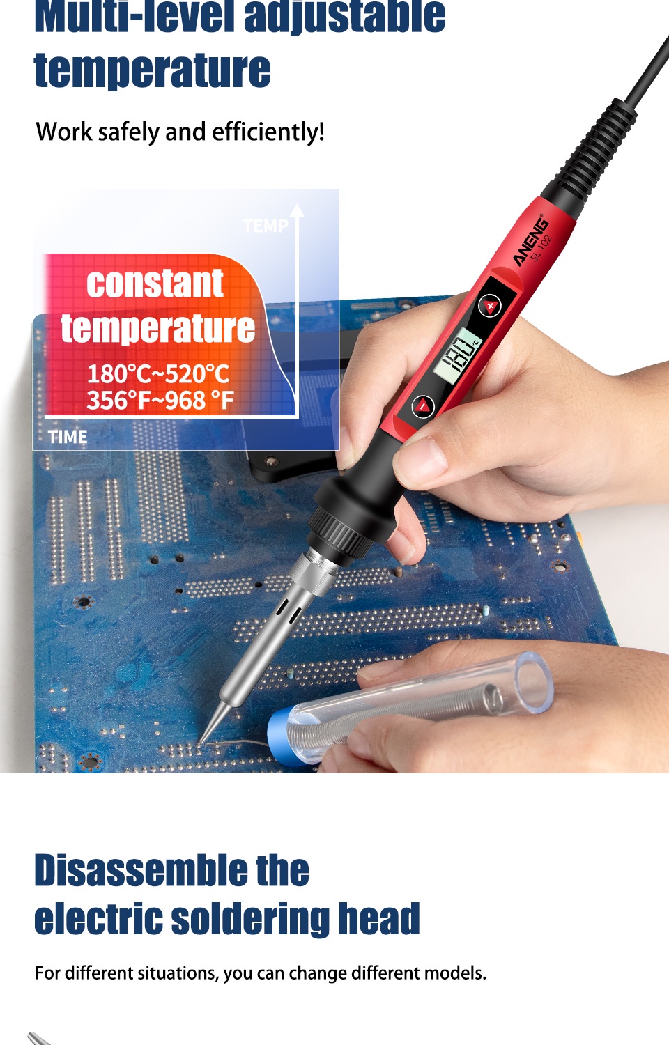 Aneng Sl102 60W Digital Electric Soldering Iron Kit Adjustable ...