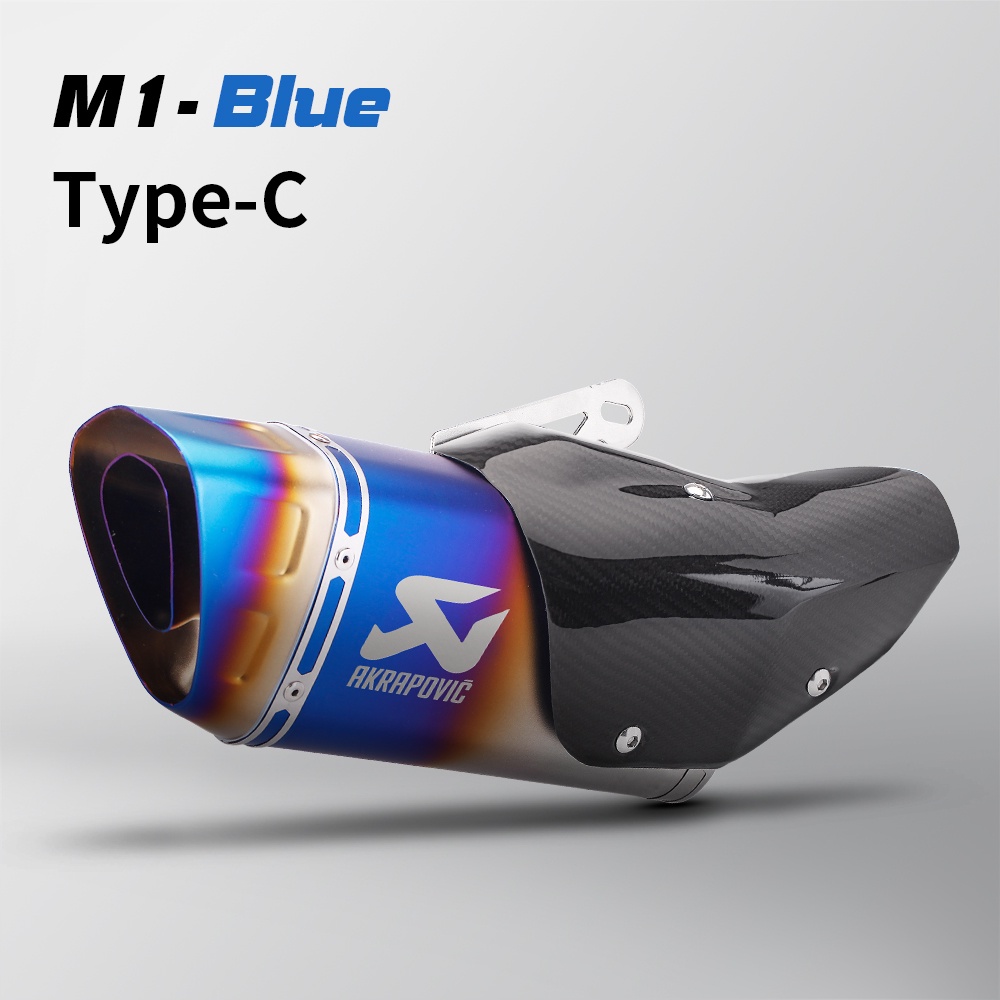 AKRAPOVIC M1 blue carbon Motorcycle Exhaust Muffler Pipe 38-51mm Inlet ...