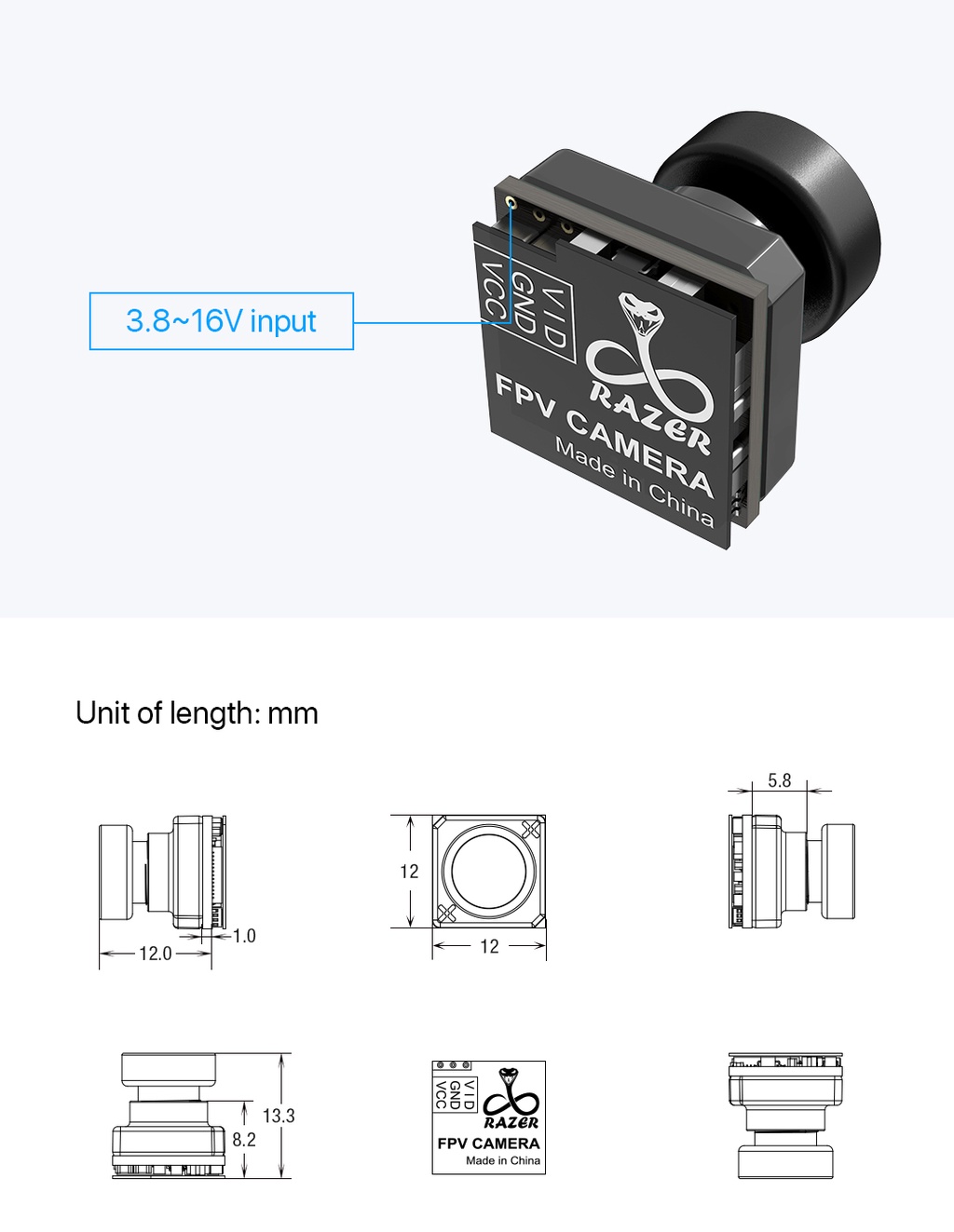 Foxeer Pico Razer 1200TVL 1/3 CMOS 1.8mm 160degree FOV Day&Night Flight ...