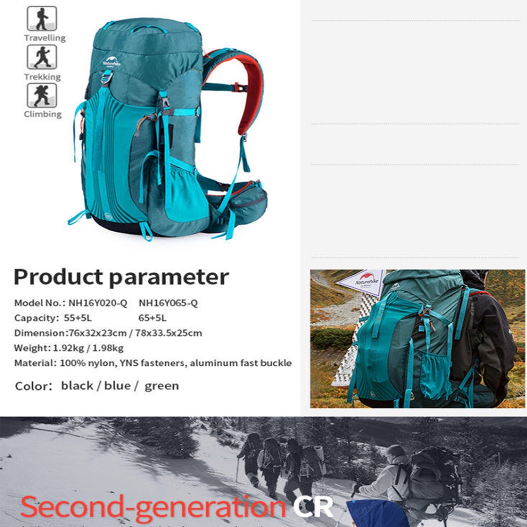 Naturehike Hiking Bag Climbing Outdoor Large Capacity Camping Backpack ...