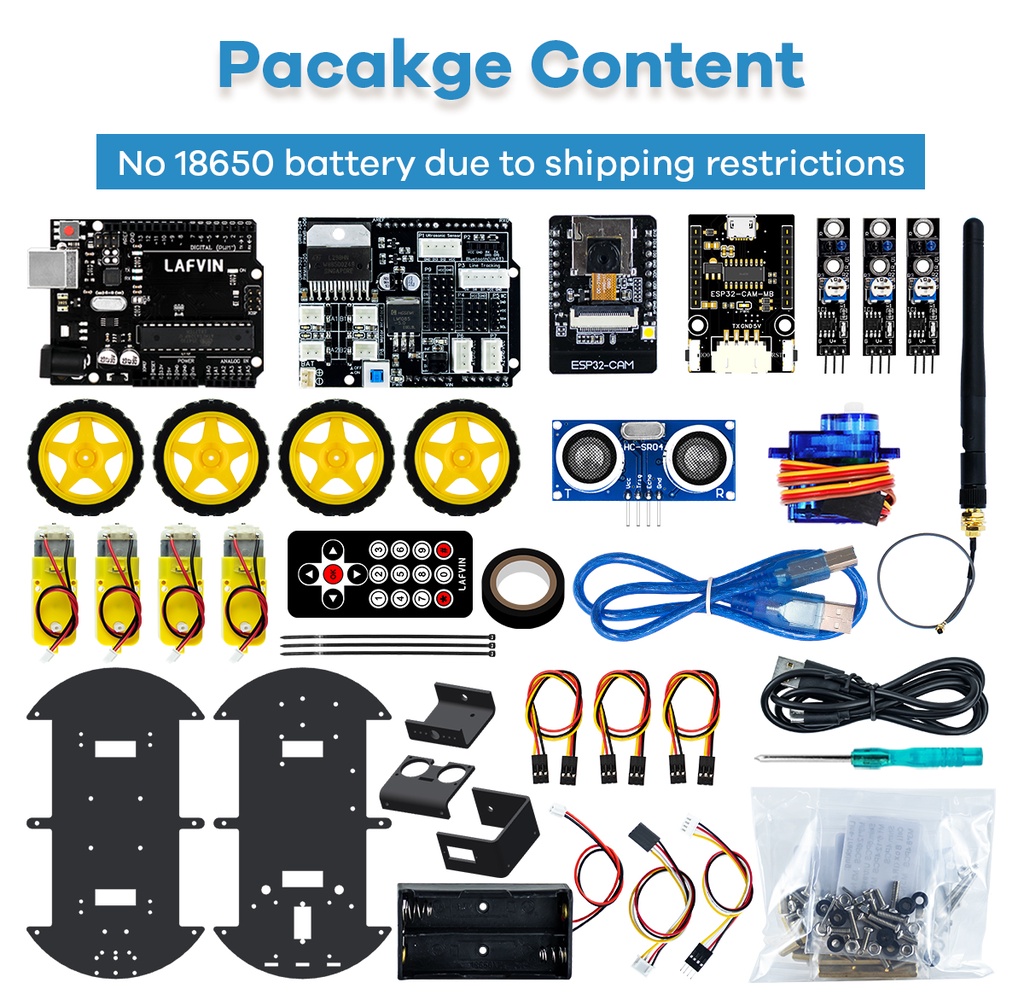 LAFVIN Uno R3 Project Smart Robot Car Kit Esp32 Wi-Fi Intelligent And ...