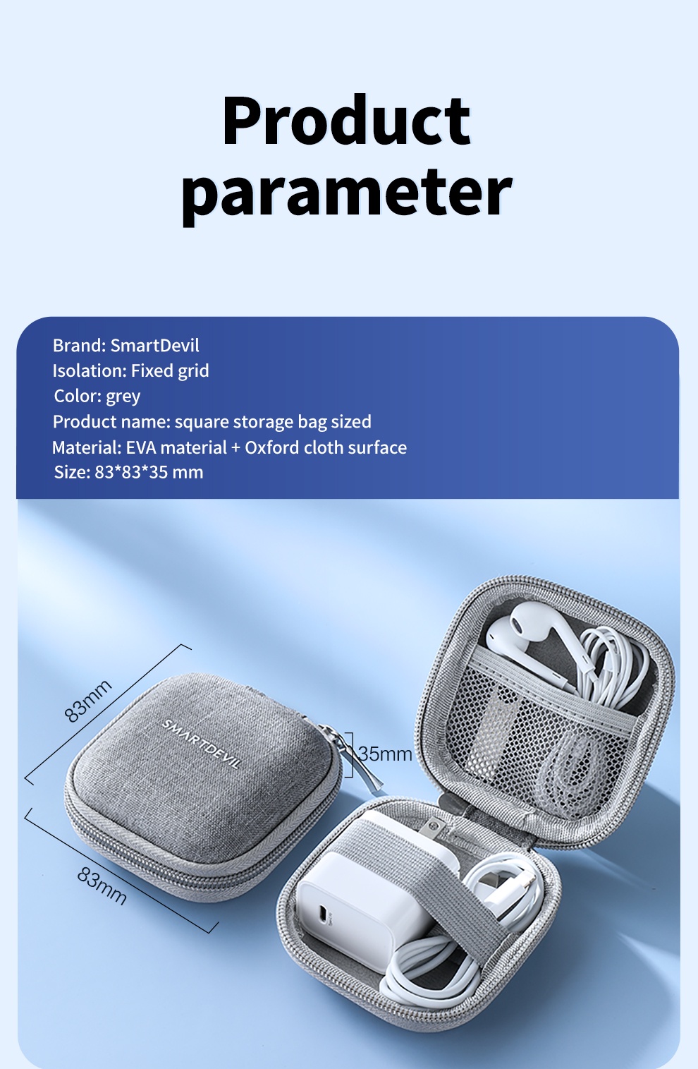 SmartDevil Headphone Organizer Case Data Cable Charger Protector ...