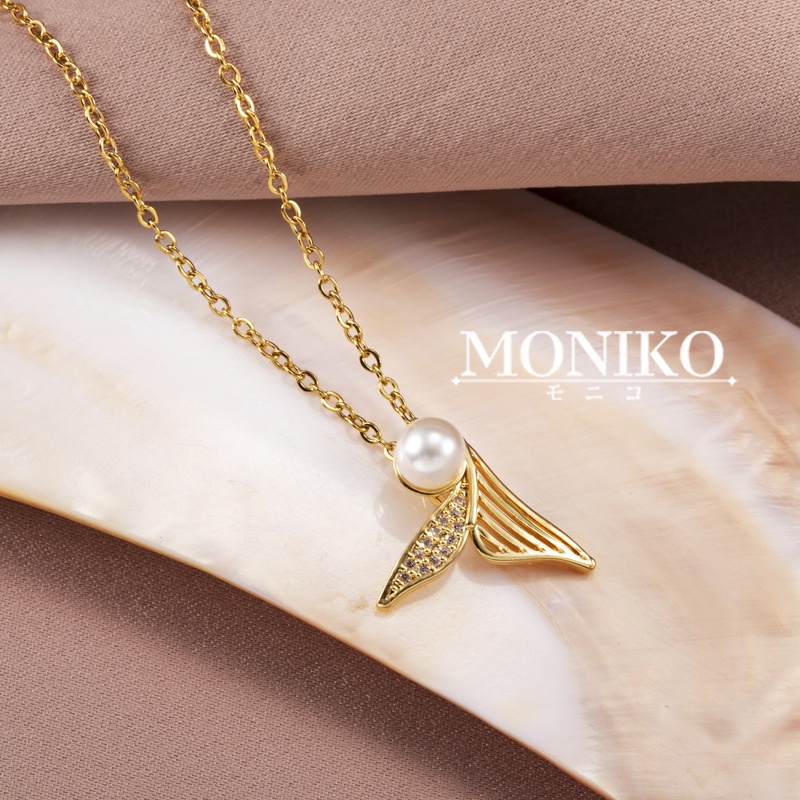 MONIKO Original Design 18k Gold Plated Mermaid Pearl Necklace Couture ...