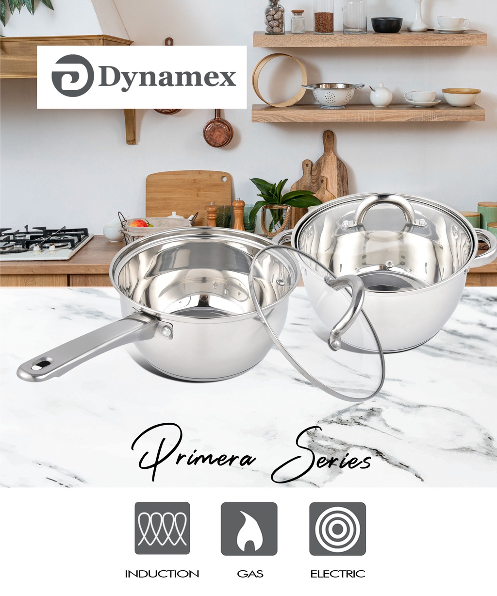 Dynamex 24cm Primera Induction Casserole Stainless Steel Cookware with ...
