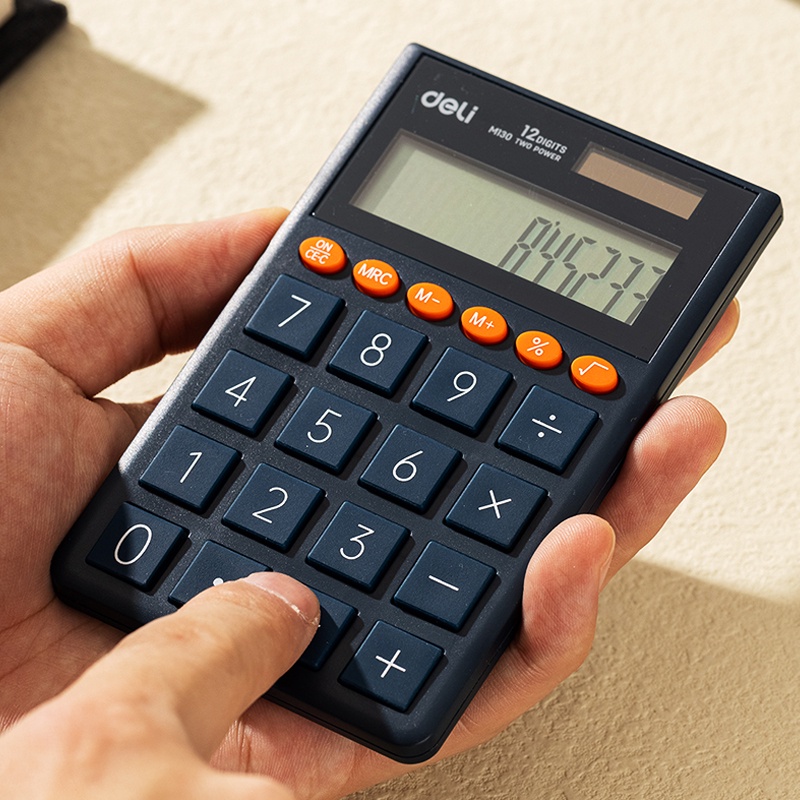 Deli Electronic Calculator 12-Didits Portable Dual Power Supply Office ...