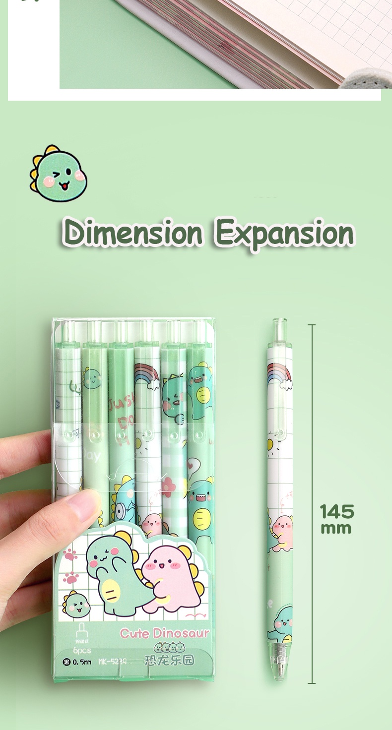 6 Pcs Kawaii Retractable Pen Set Cute Gel Pens Black Ink 0.5 mm School ...
