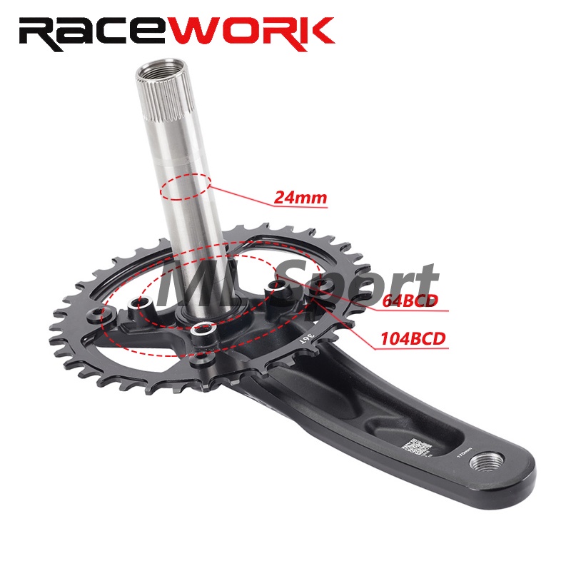 RACEWORK XTR Crankset 1x/2x 170mm Crank 104BCD Chainring 34/36/38T ...