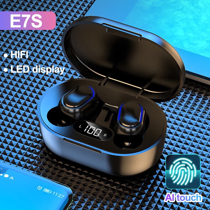 E7S TWS Wireless Headset Bluetooth 5.0 LED Display Earphones Sport ...