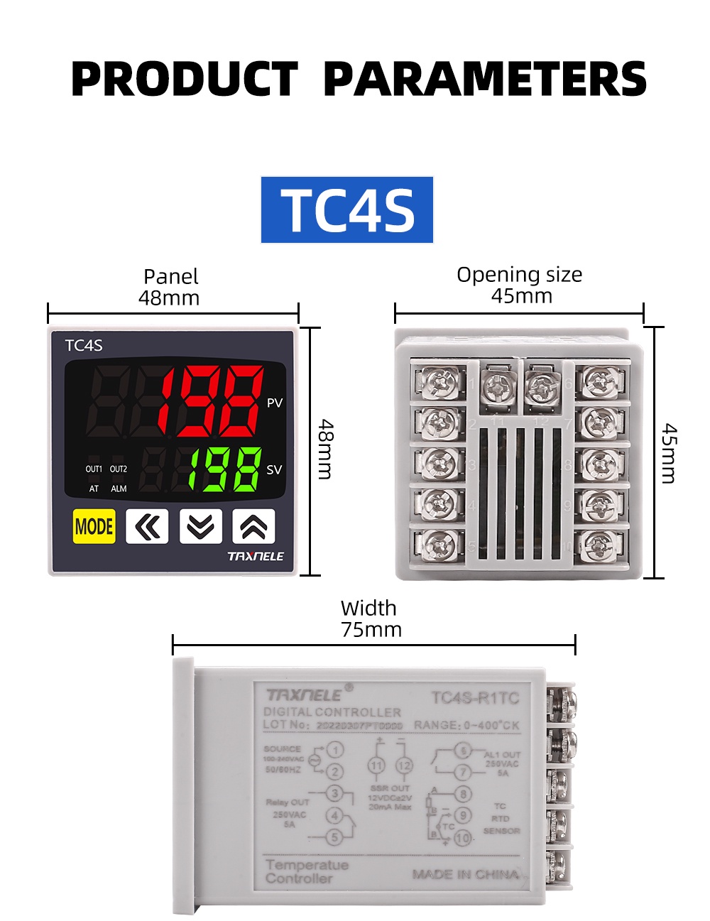 Digital PID Thermostat Dual Output Universal Input TC4S TC4H TC4L TC4M Temperature Controller ...