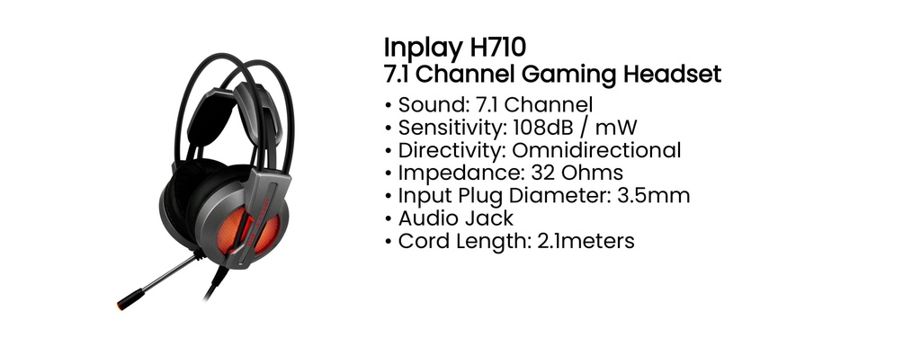 Inplay H710 Black 7.1 Channel Gaming Headset | Inplay by EJD | Shopee ...