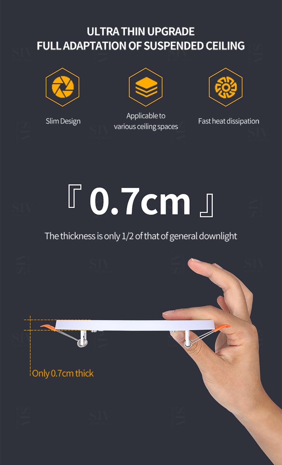 Siv Extra-Thin Tricolor Led Recessed Downlight Pin Light Ceiling Lights ...