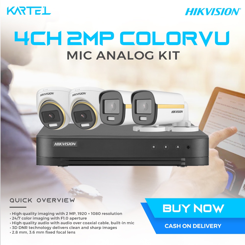 Hikvision 4CH 2MP COLORVU with AUDIO DIY Customize CCTV Kit 1080p I ...