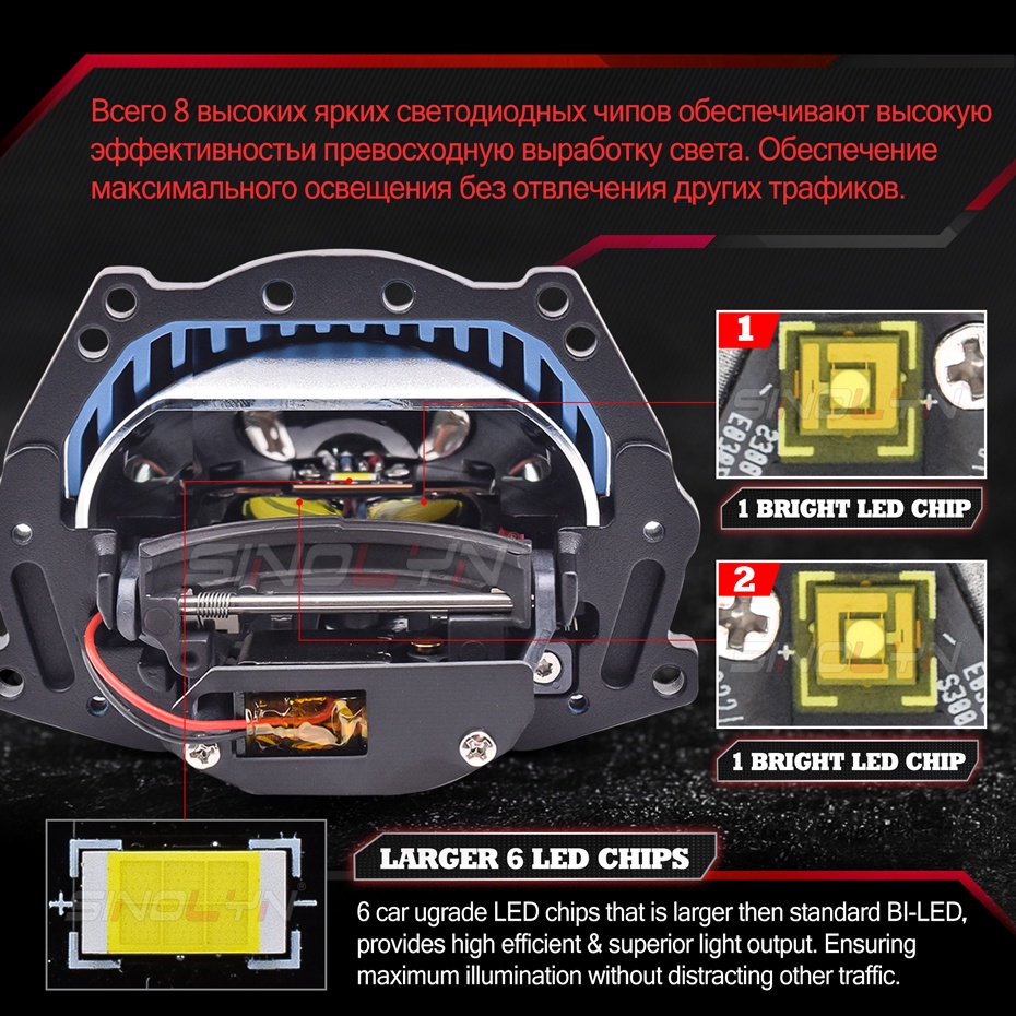 130W 3.0 Inch Bi LED Blue Projector Lens H4 H7 H1 H11 9005 9006 ...