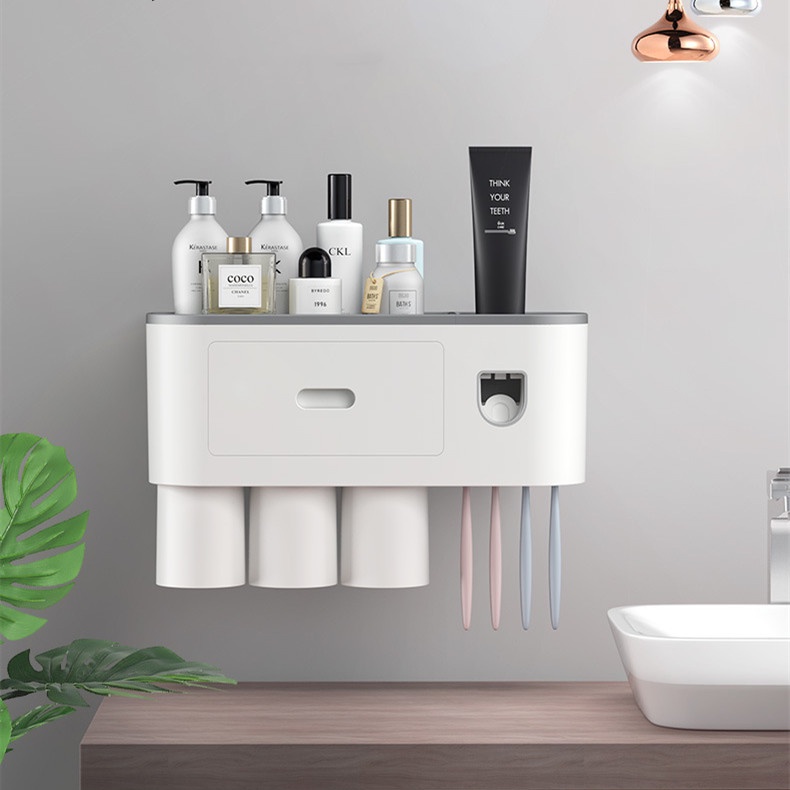 Toothbrush Holder Magnetic Adsorption Inverted Cup Wall Mount Automatic ...