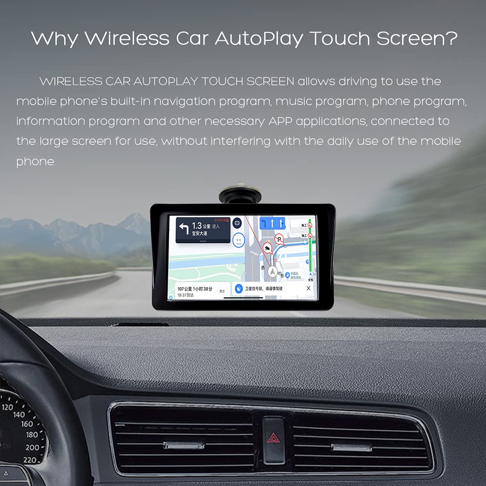 7"inch Carplay&Android Auto portable car smart screen wireless IOS_Car ...