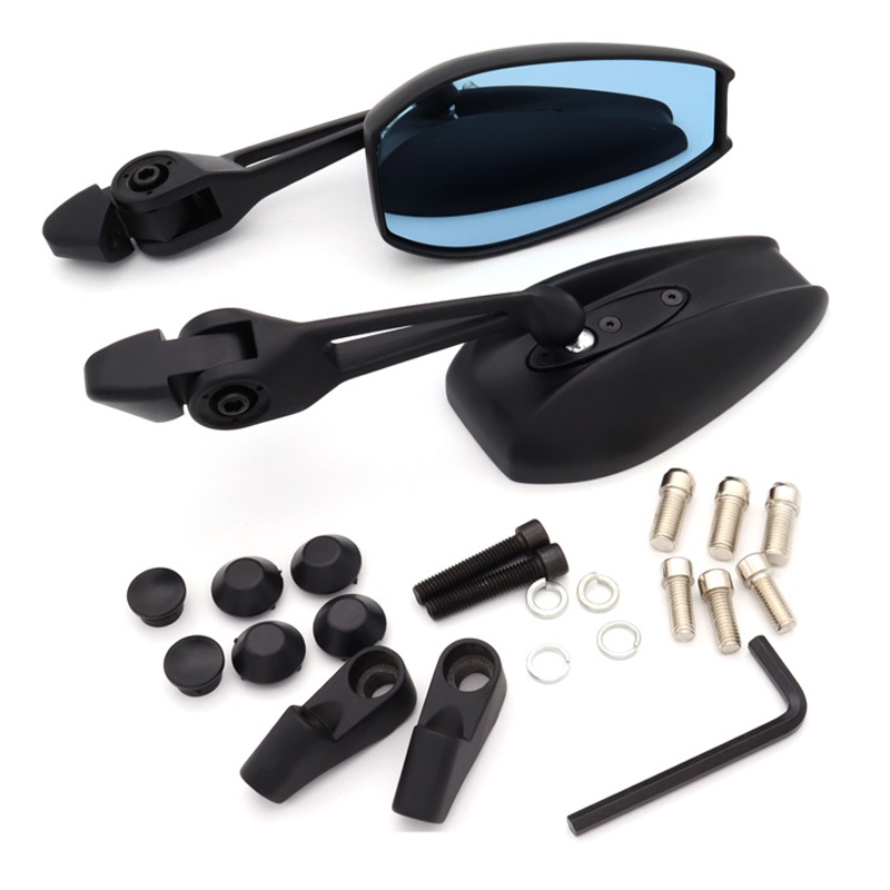 2Pcs Motorcycle Blue Anti-glare Rearview Side Mirror Adjustable Blue ...