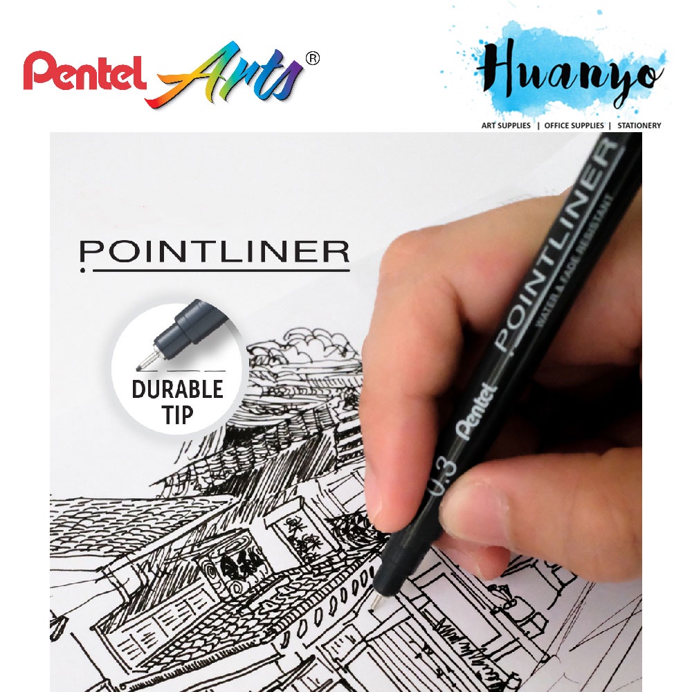 Pentel Pointliner S20P Technical Drawing Drafting Sketching Pen (Black ...