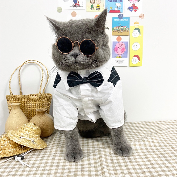Cat Clothes for Cats Pet Bow Tie Thin Suit Dog Formale Shirt Puppy ...