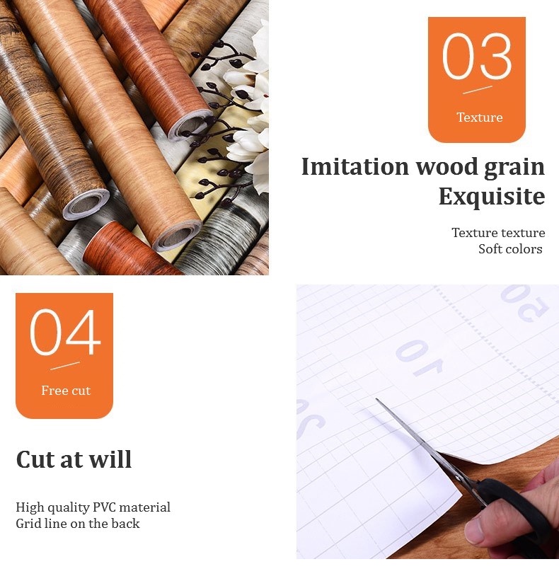 Self adhesive wood wallpaper/vinyl waterproof table sticker/moisture ...