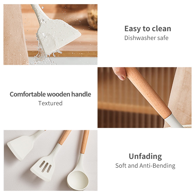 Simplus x Inssa 4pcs Cooking Utensils Silicone Materia Heat Resistant ...