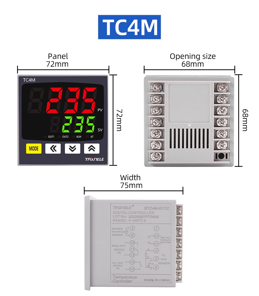 Digital PID Thermostat Dual Output Universal Input TC4S TC4H TC4L TC4M ...