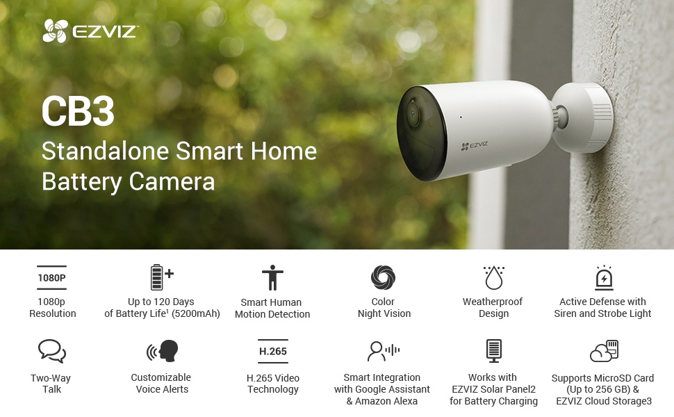 EZVIZ CB3 1080P/2MP Battery Powered CCTV Security Wireless IP Camera ...