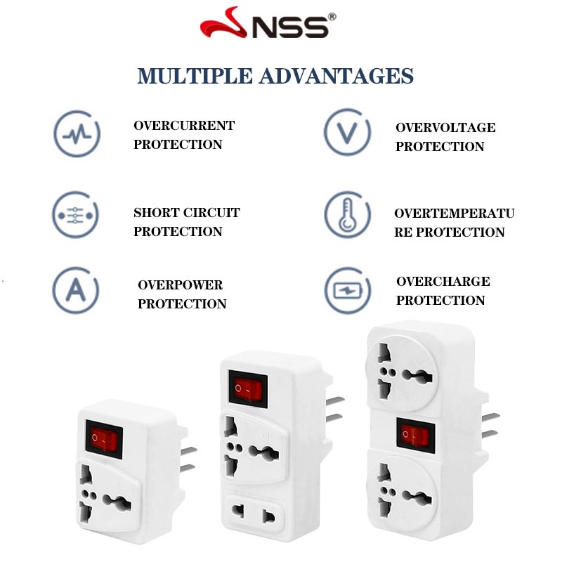 NSS Universal Adaptor With Switch Travel Adapter Plug Electrical ...