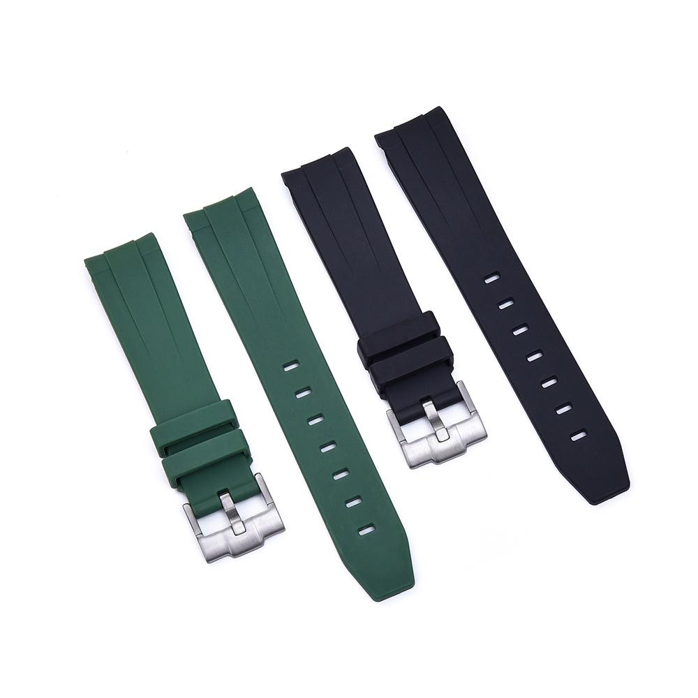 Curved Strap Rubber Watch Strap Curved End TPU Watch Band 20mm 22mm ...