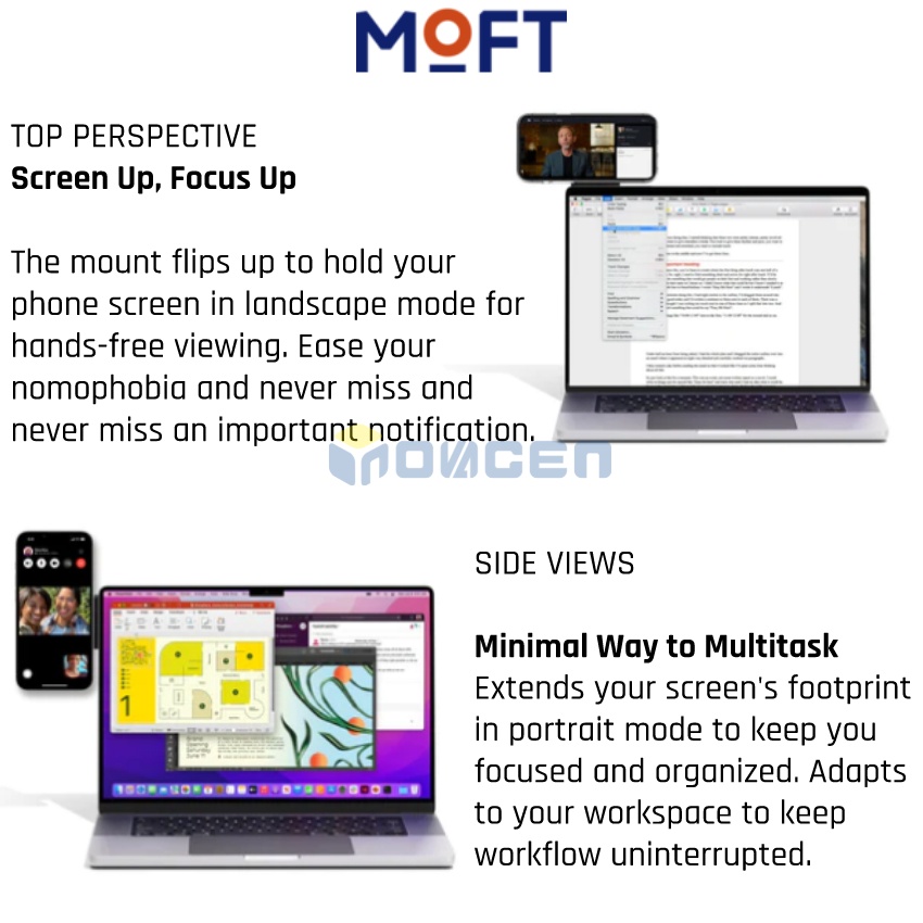INOVAGEN Moft Flip Laptop Phone Mount Holder Foldaway Top Side Portable ...