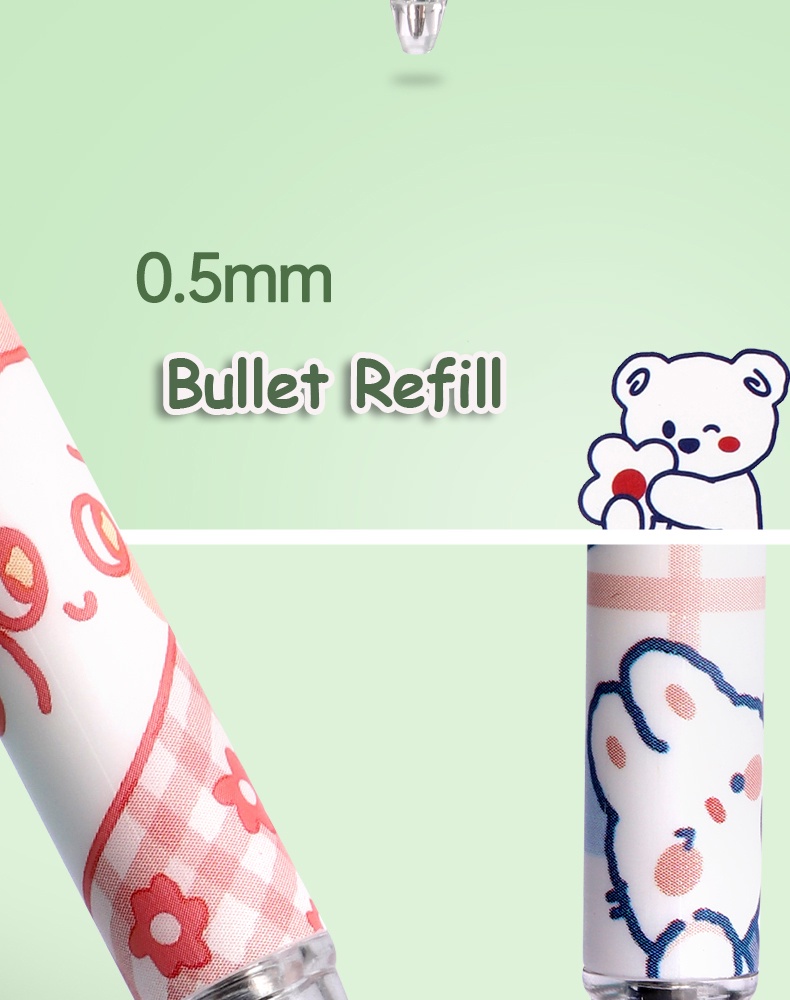 6 Pcs Kawaii Retractable Pen Set Cute Gel Pens Black Ink 0.5 mm School ...