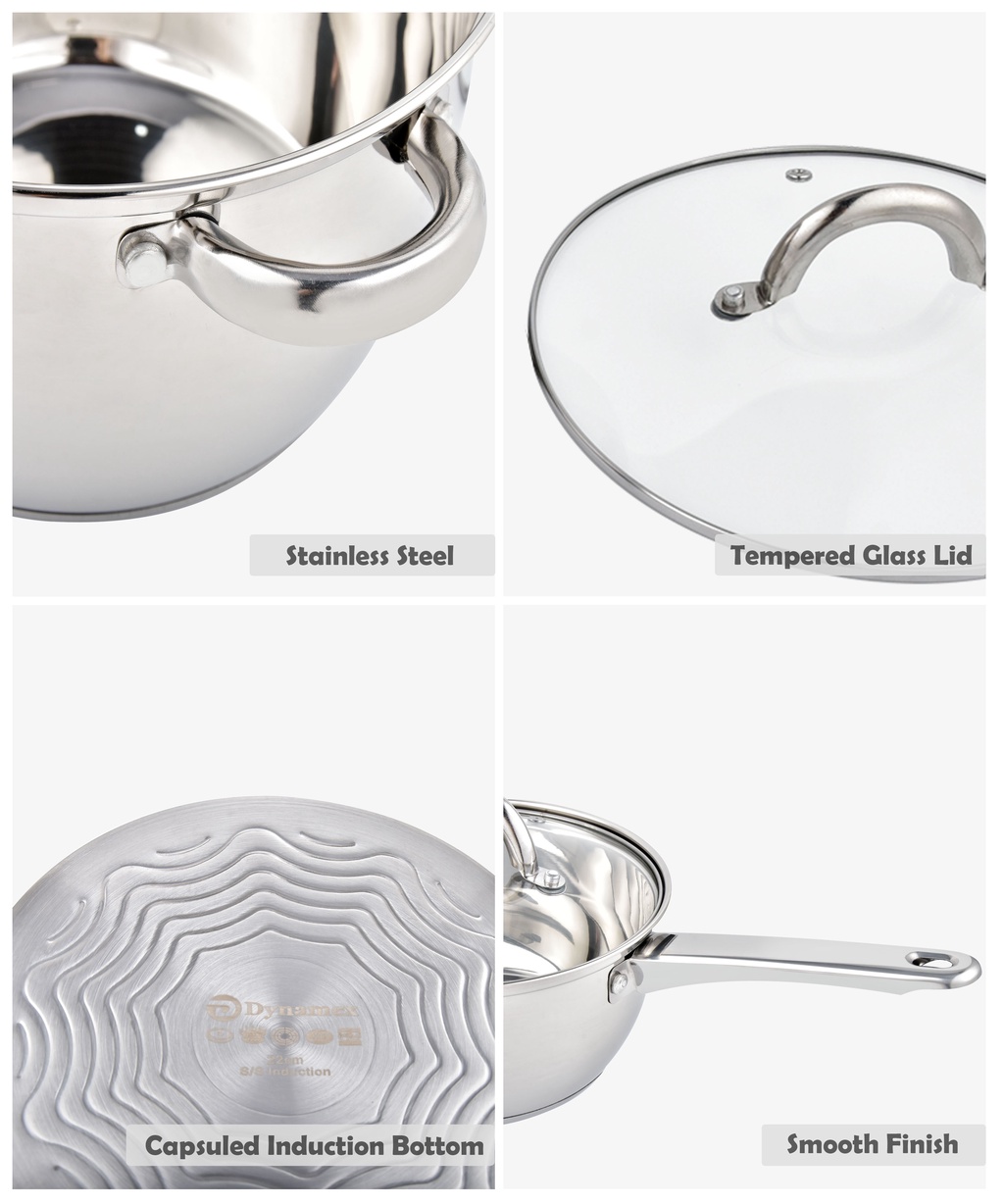Dynamex 24cm Primera Induction Casserole Stainless Steel Cookware with ...
