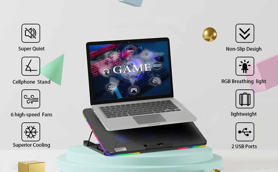 gaming RGB laptop cooler 12-17 inch Led Screen Laptop cooling pad ...