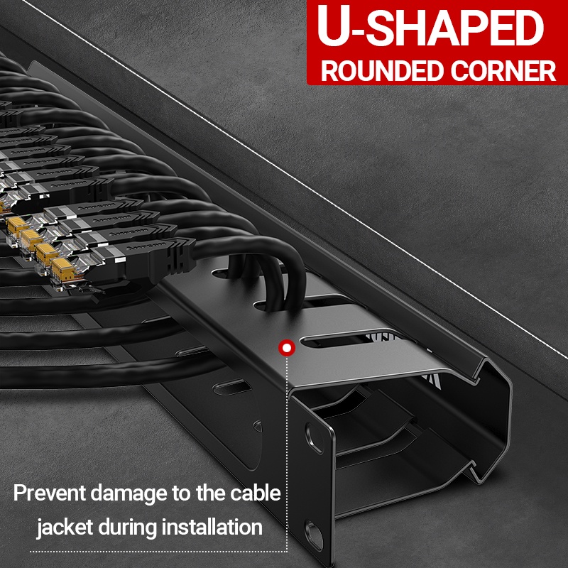 AMPCOM 1U Plastic Rack Mount Horizontal Cable Manager Duct Raceway For ...