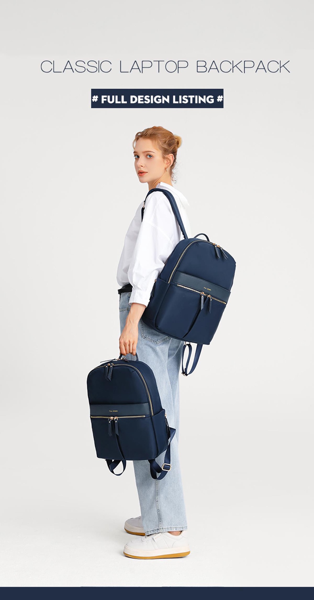 FULL DESIGN Women Laptop Backpack Casual Waterproof School Bag 14/15.6 ...