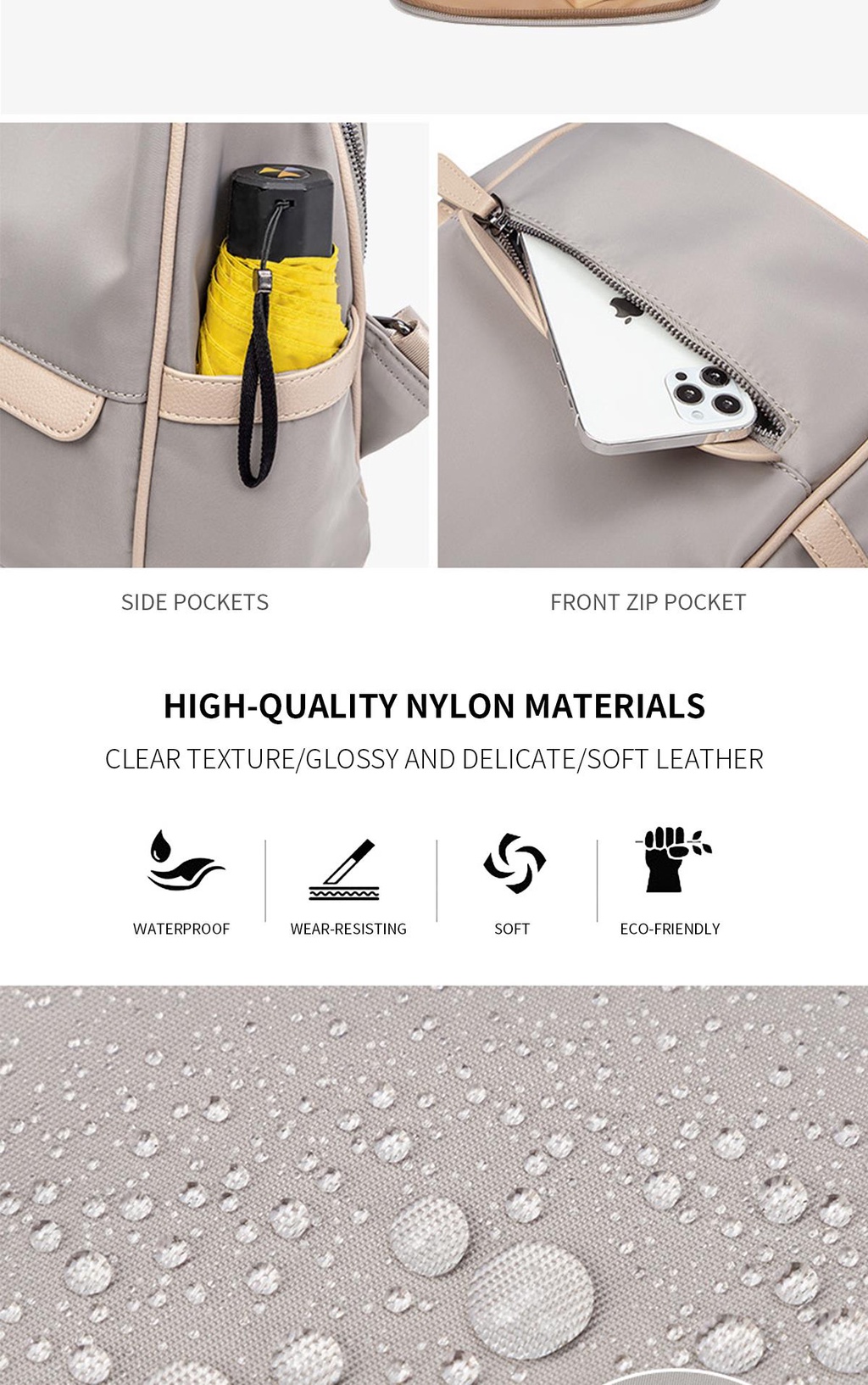 FULL DESIGN Waterproof Anti-Theft Backpack With Sling Strap School Bag ...