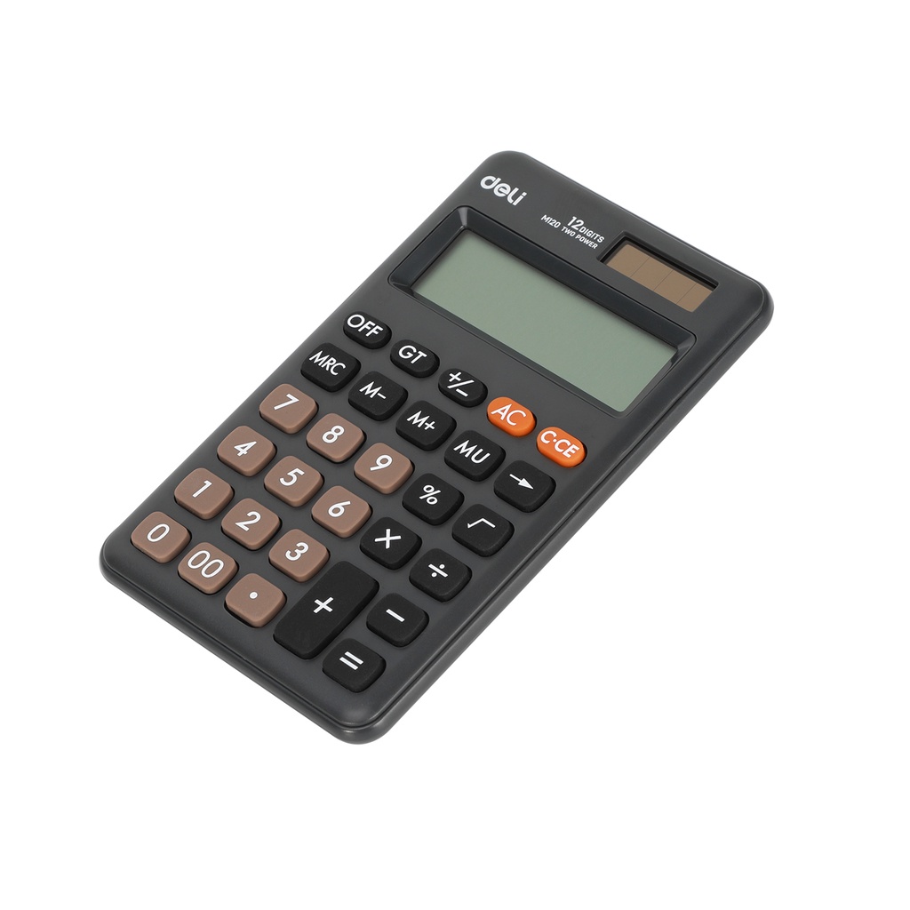 Deli 12-Digits Palm Calculator Mini Desktop Solar Electric Calculator ...