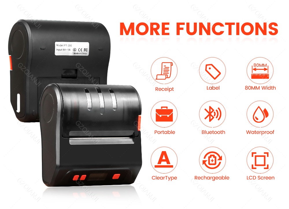 80mm Label Printer Receipt Printer 2 in 1 Portable Bluetooth Wireless ...