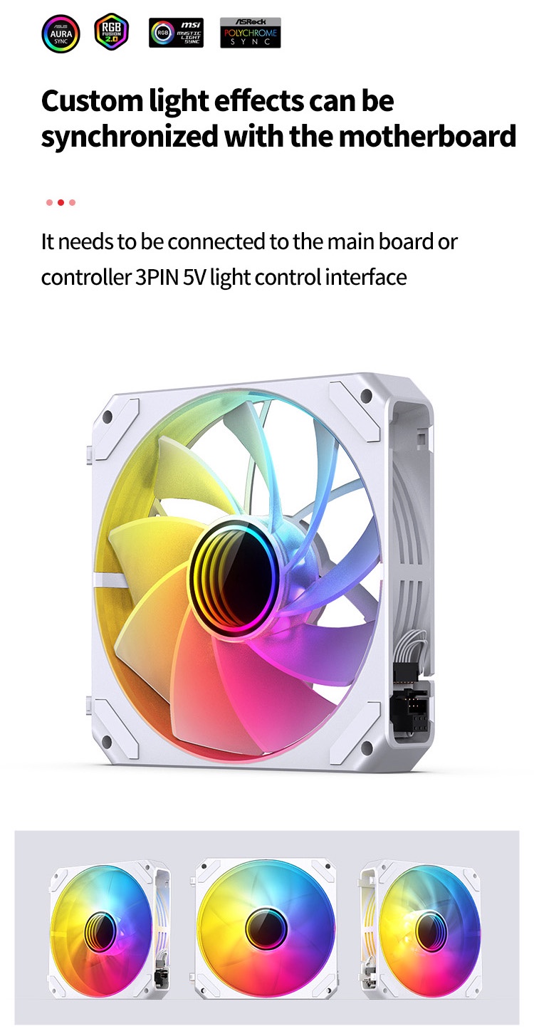 Jonsbo ZG-120 ARGB Building Block Fan Black White Splicable Tandem ...