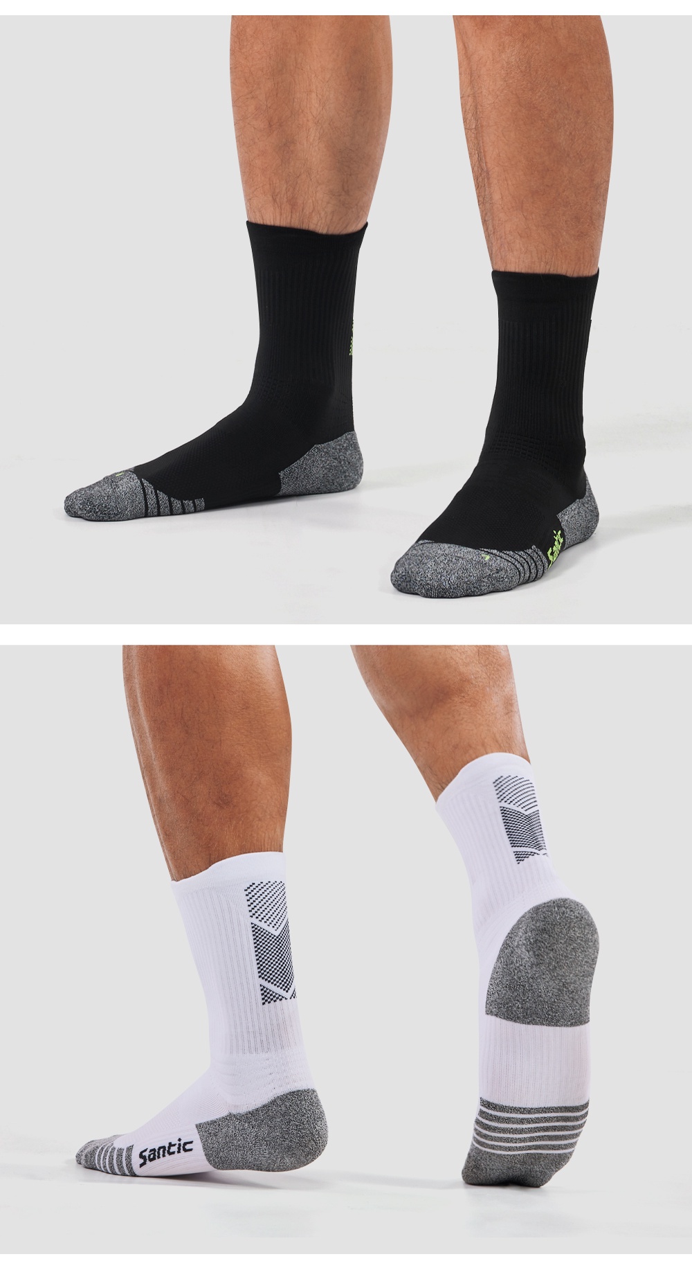 Santic Men Cycling Socks Breathable Anti-sweat Sports Socks Running MTB ...