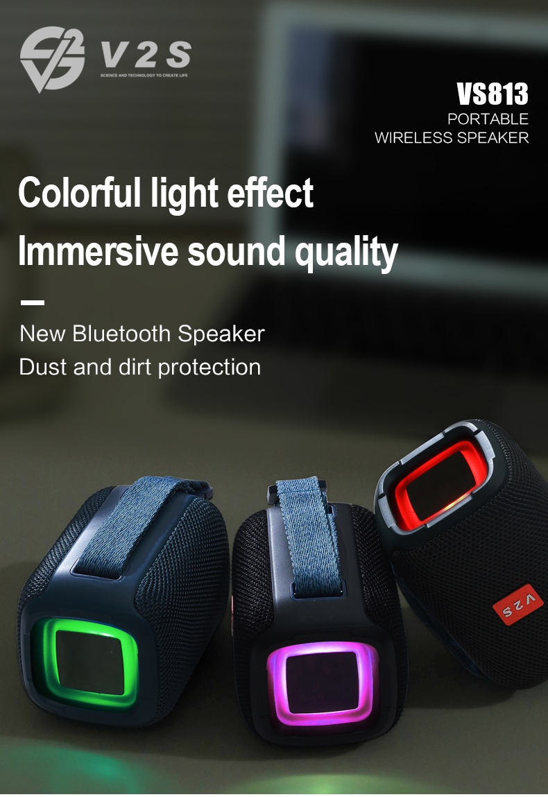 V2S VS813 V5.1 Wireless Portable Splash Proof Box Speaker With RGB ...